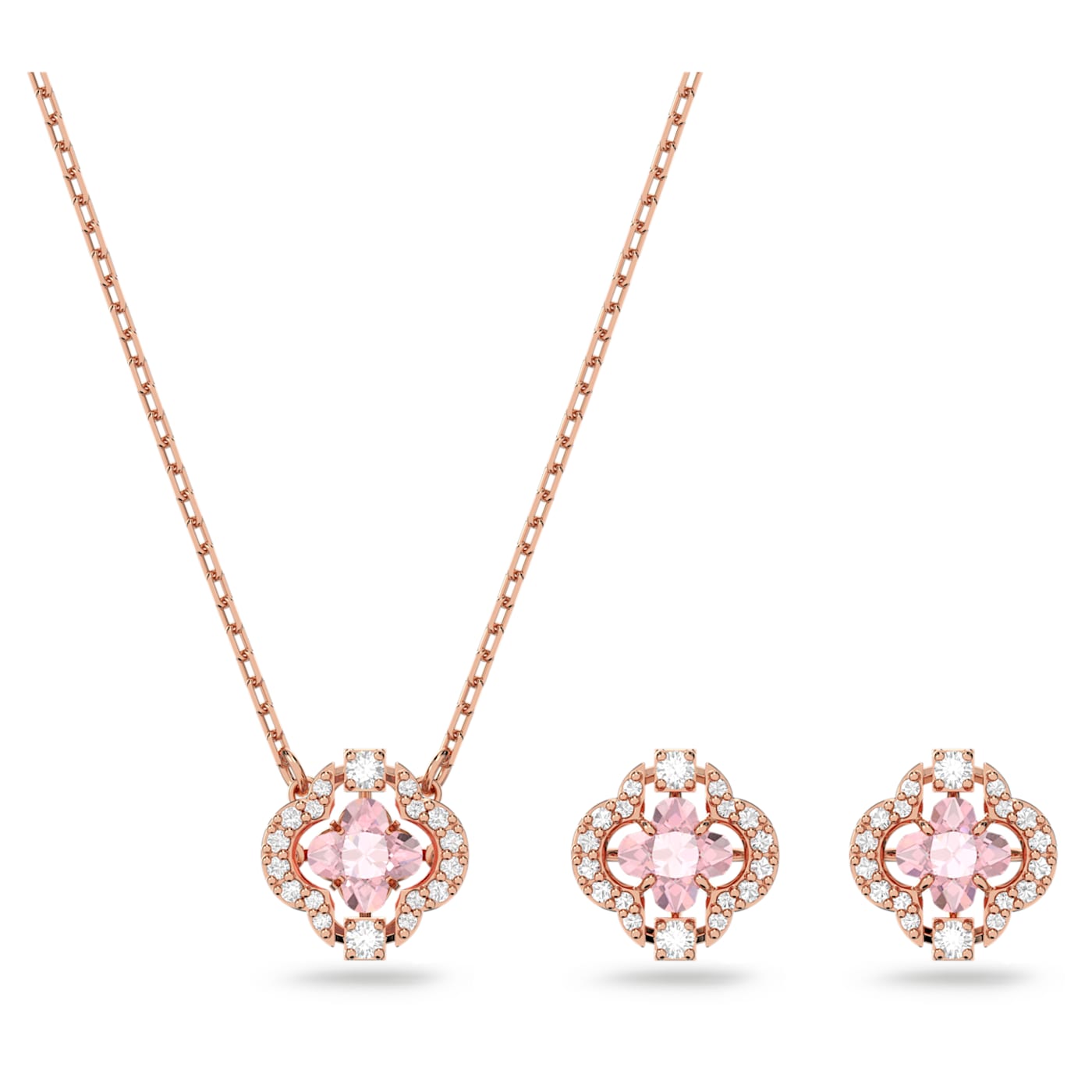 Swarovski Sparkling Dance set Clover, Pink, Rose gold-tone plated 5516 ...
